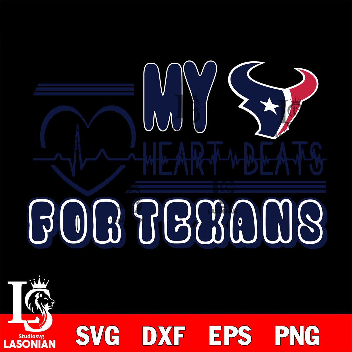 Houston Texans heart Beats svg eps dxf png file ,di ,eps,dxf,png file ...