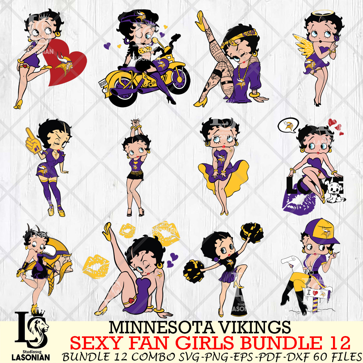 Minnesota Vikings Sexy Fan Girls Bundle 12 Lasoniansvg 1644