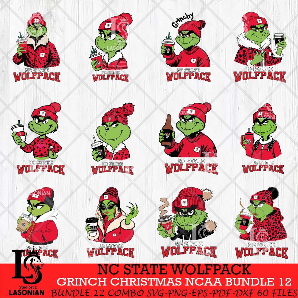 NC State Wolfpack Grinch Christmas NCAA Bundle 12 – lasoniansvg