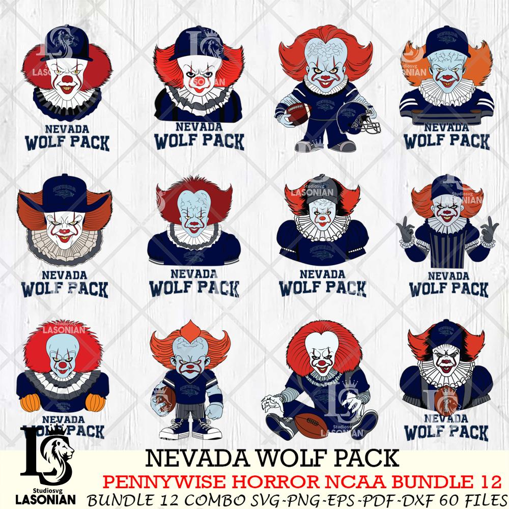 Nevada Wolf Pack Pennywise Horror NCAA Bundle 12 SVG – lasoniansvg