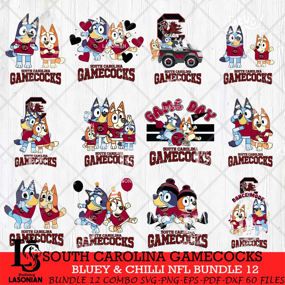 South Carolina Gamecocks Bluey & Bingo Bundle 12 SVG – lasoniansvg