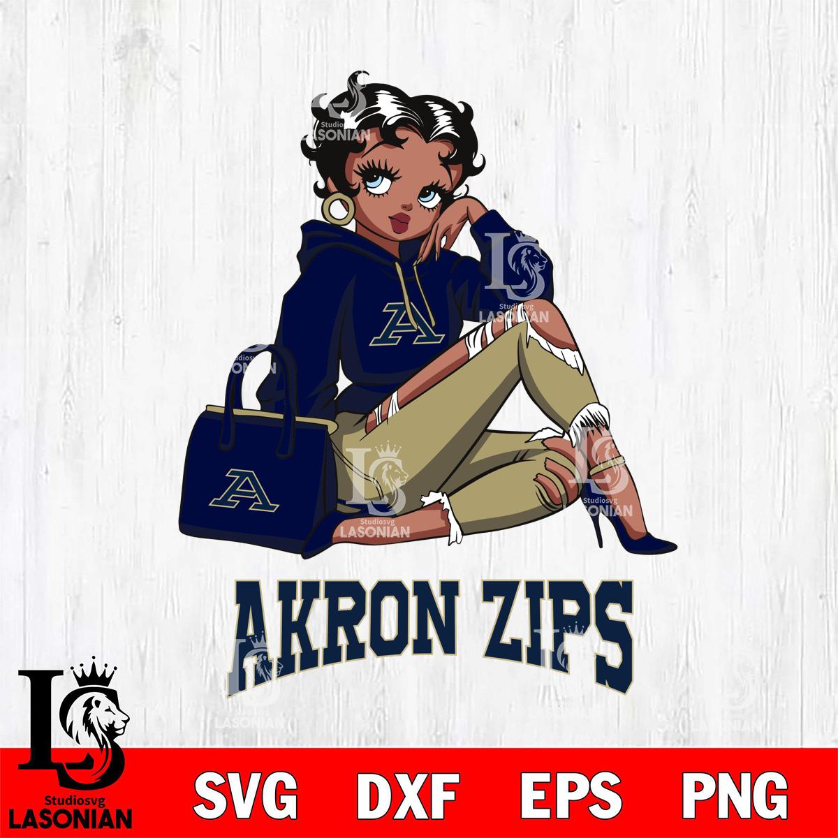 Akron Zips Awesome Black Fan Girl Betty Boop – lasoniansvg
