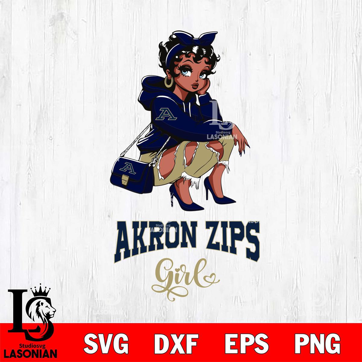 Akron Zips Fashion Black Fan Girl Betty Boop – lasoniansvg