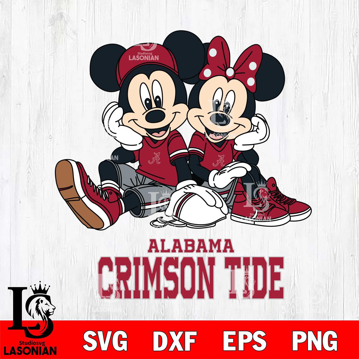 Alabama Crimson Tide Mickey Minnie Mouse Football Sit – lasoniansvg