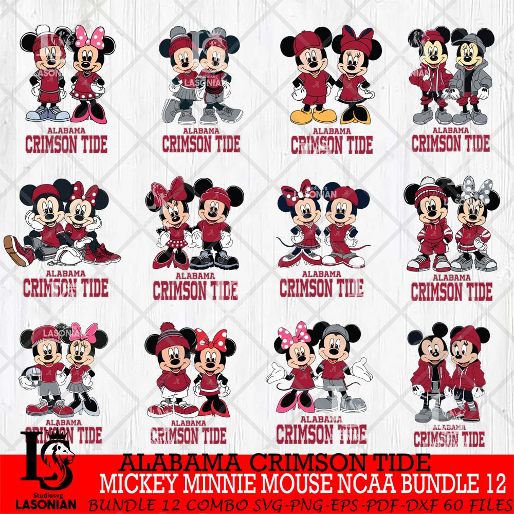 Alabama Crimson Tide Mickey Minnie Mouse NCAA Bundle 12 – lasoniansvg