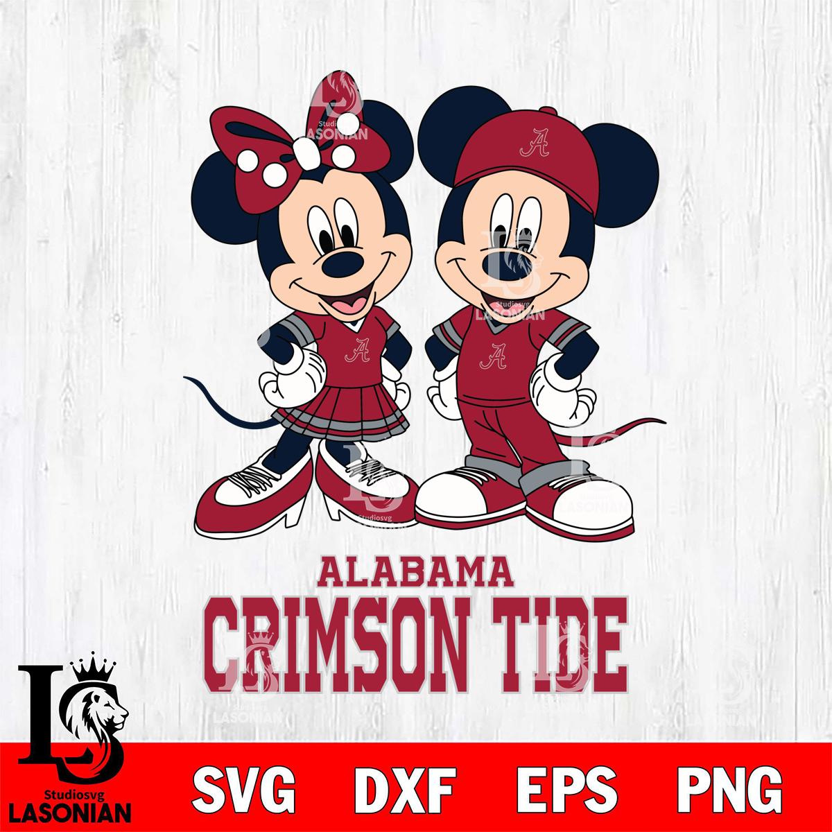 Alabama Crimson Tide Mickey Minnie Mouse rugby ball – lasoniansvg