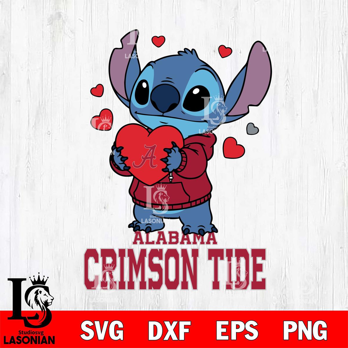 Alabama Crimson Tide Stitch heart Digital Download, NCAA SVG DXF EPS ...