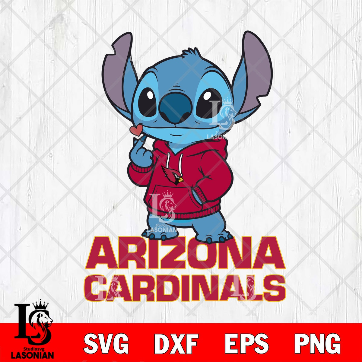 Arizona Cardinals Stitch finger heart File cut , Criucut , Digital ...