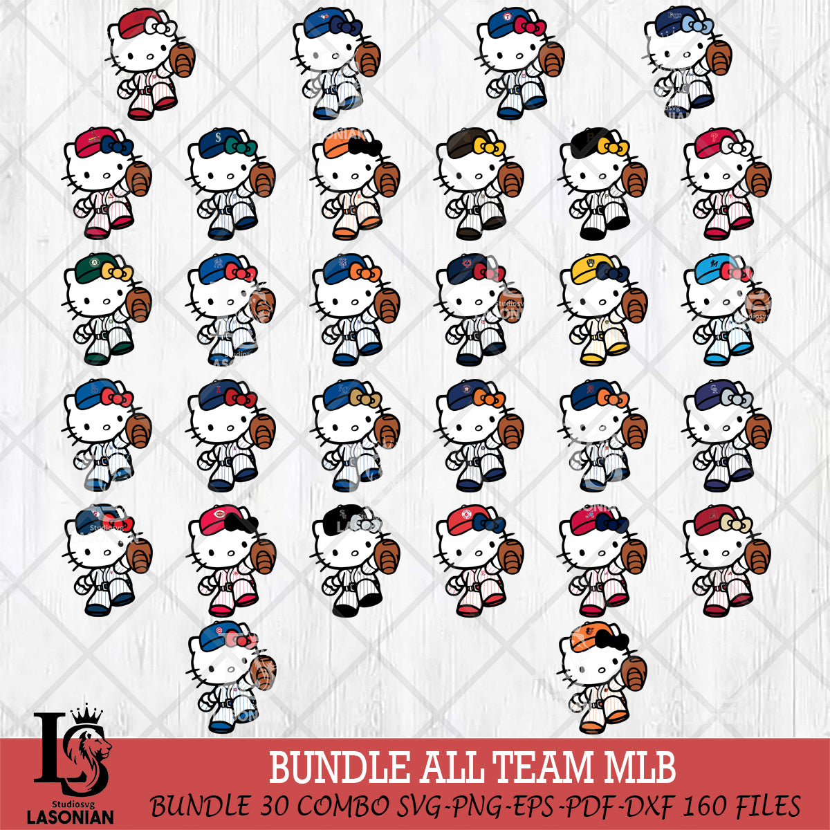 Hello Kitty 3 MLB, bundle Hello Kitty MLB svg – lasoniansvg
