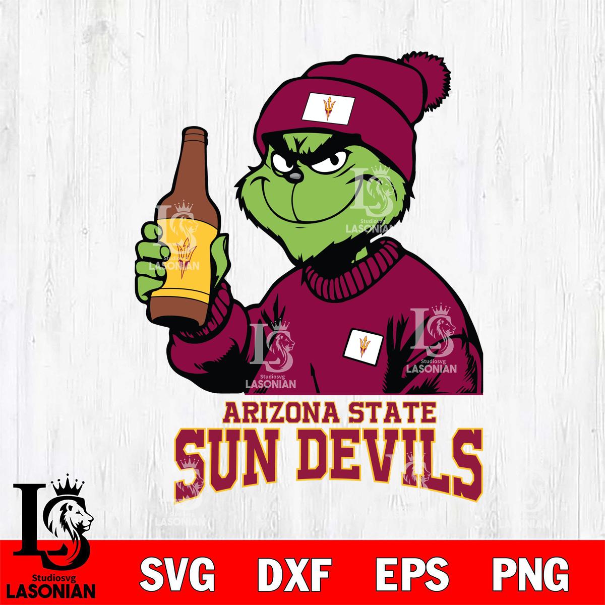 Arizona State Sun Devils Grinch Drinking Beer Christmas – lasoniansvg