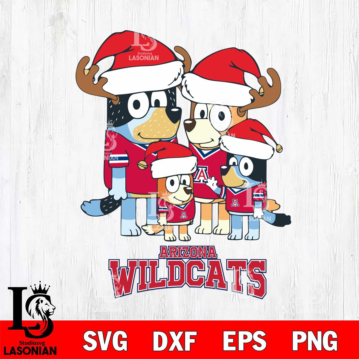 Arizona Wildcats Christmas Bluey Santa Family – lasoniansvg