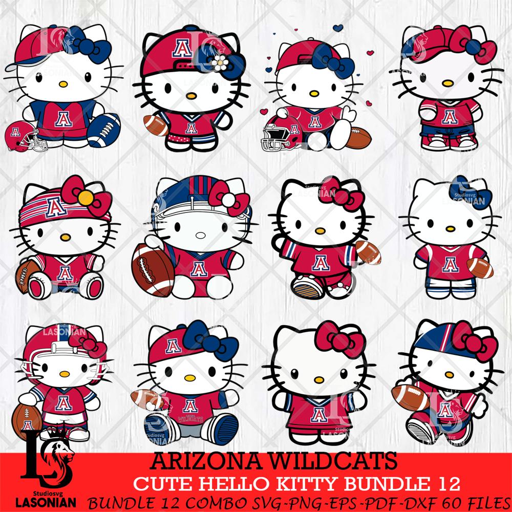 Arizona Wildcats Cute Hello Kitty Bundle 12 SVG – lasoniansvg