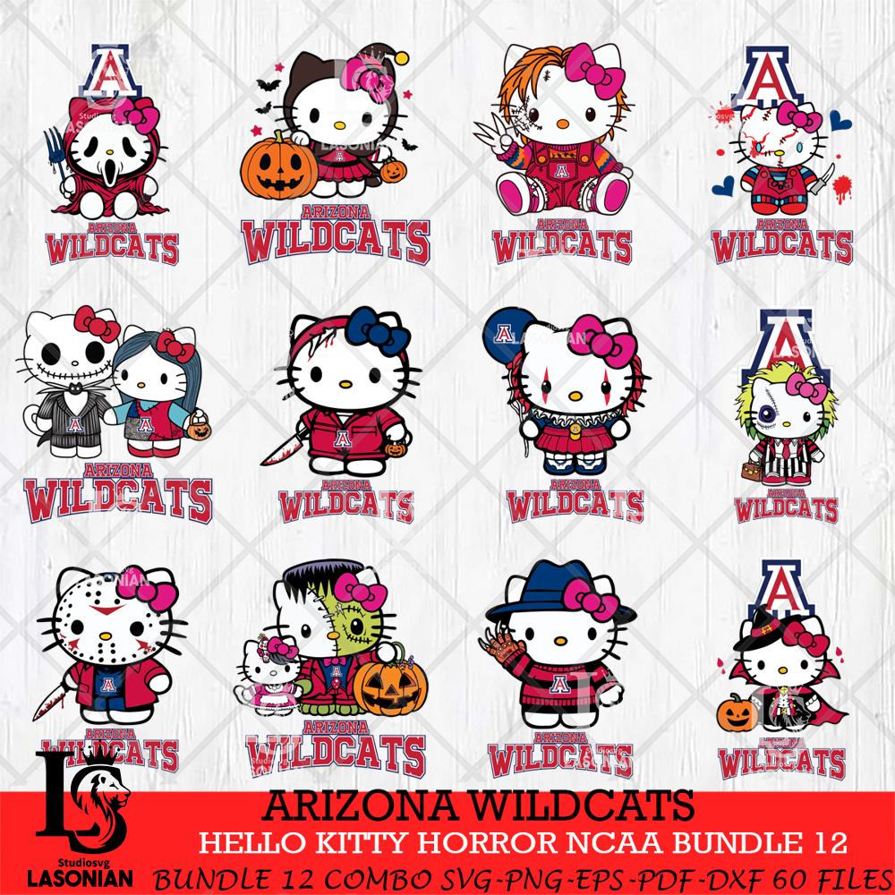 Arizona Wildcats Hello Kitty Horror NCAA Bundle 12 SVG – lasoniansvg