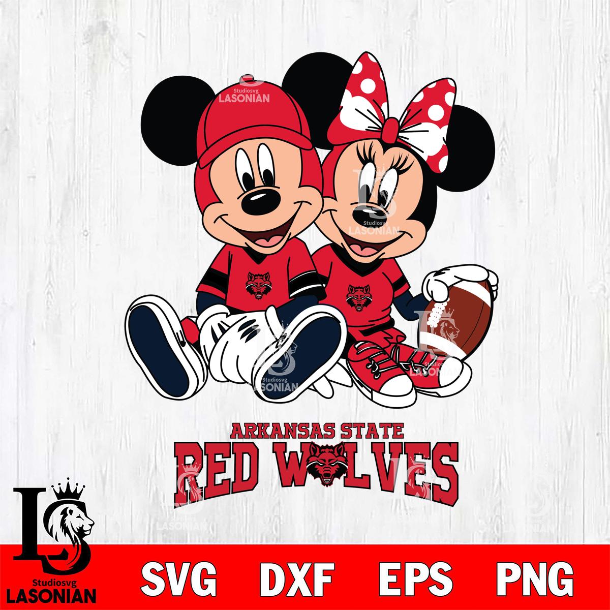 Arkansas State Red Wolves Disney Mickey And Minnie Football – lasoniansvg