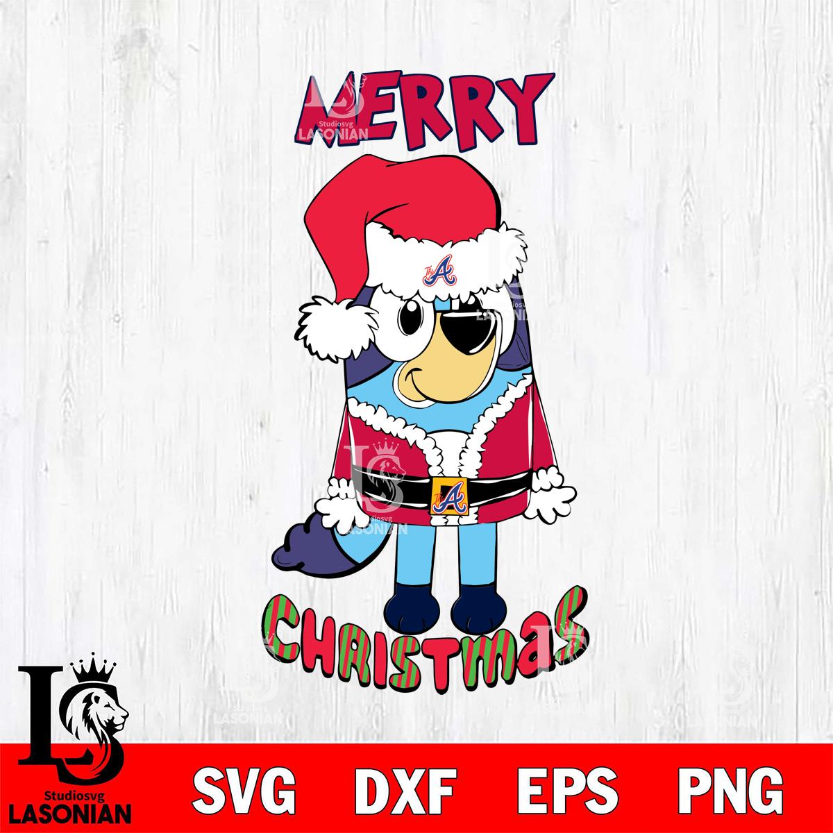 Atlanta Braves Bluey Merry Christmas Bluey Santa Claus – lasoniansvg