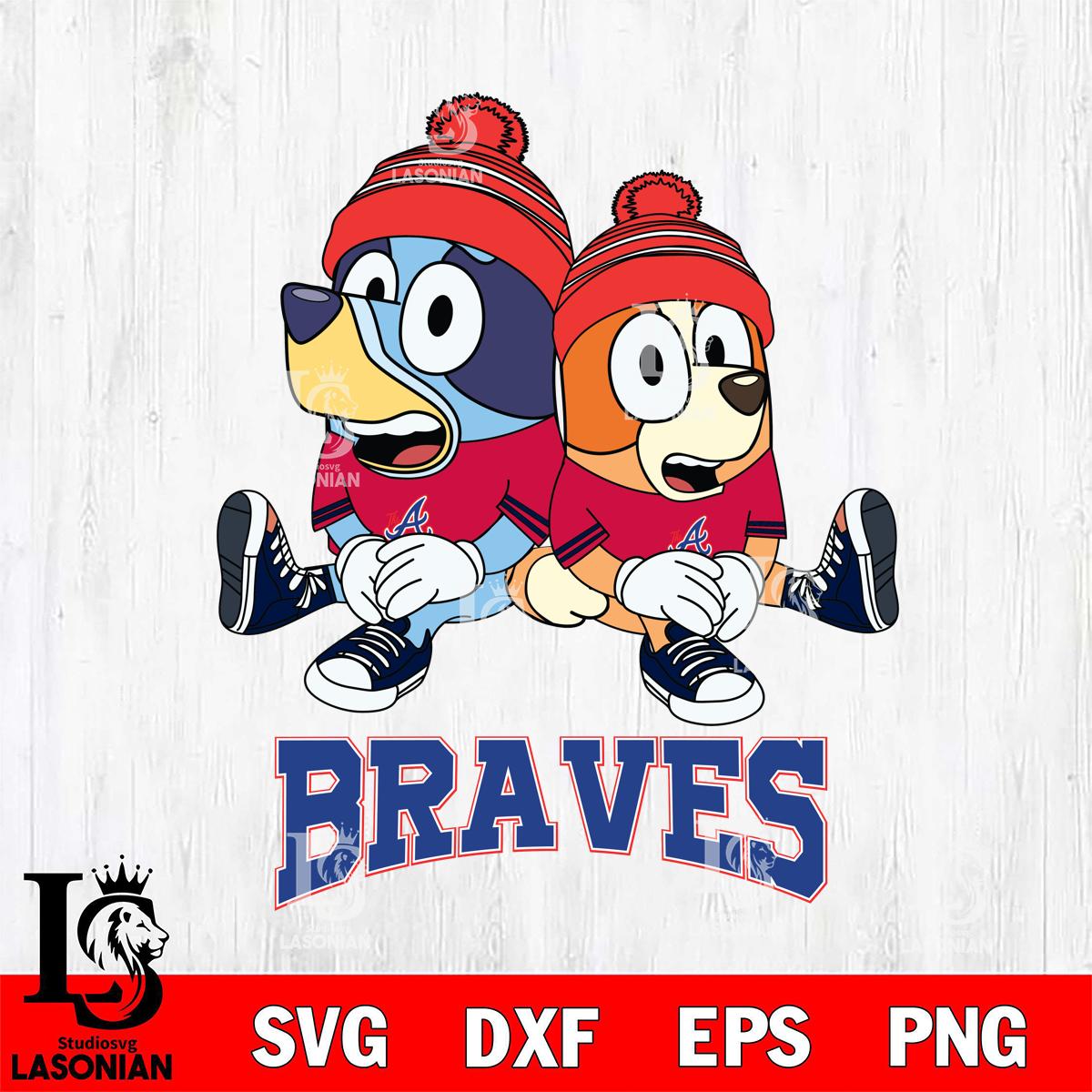 Atlanta Braves Christmas Bluey & Bingo Sit – lasoniansvg