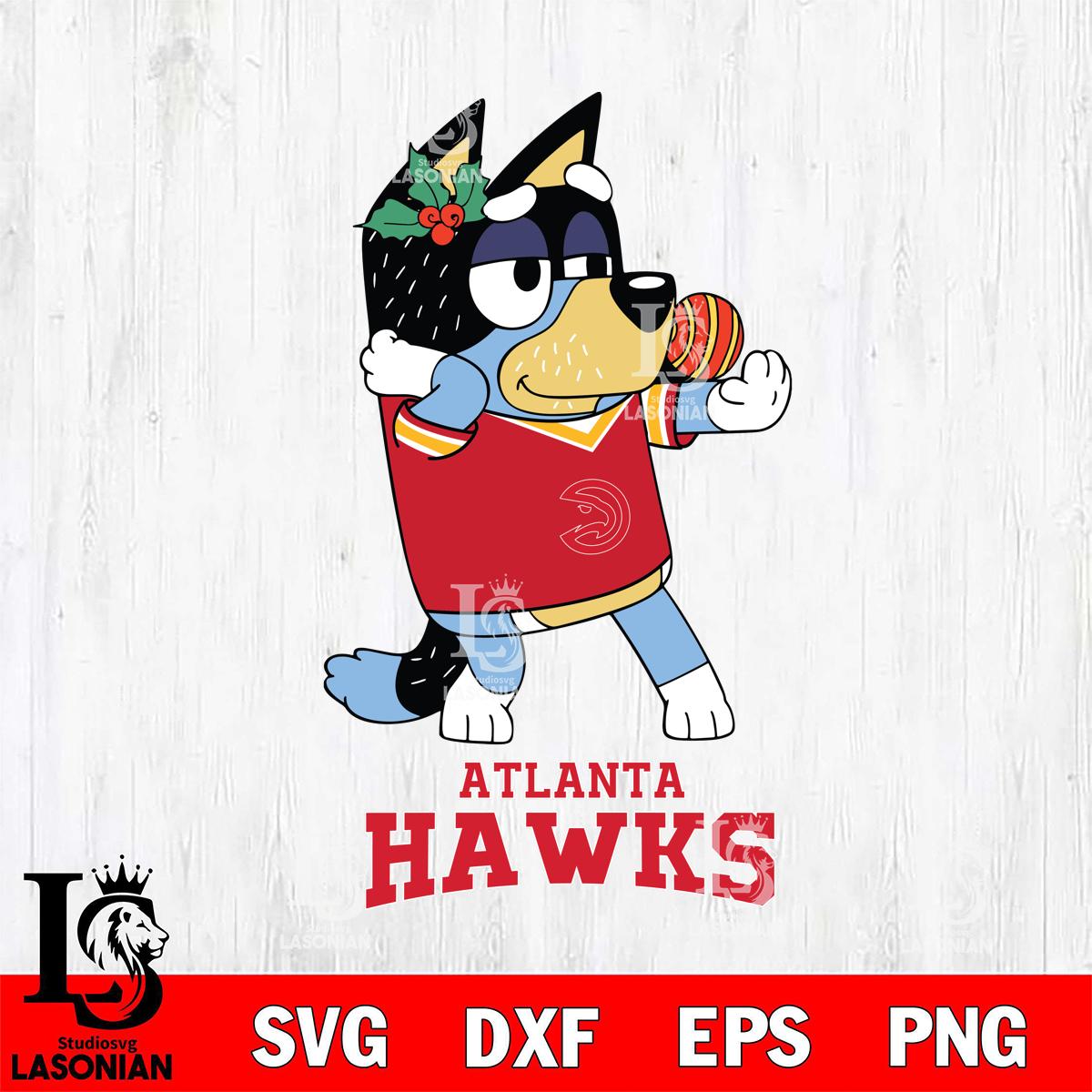 Atlanta Hawks Christmas Bluey Bandit Heeler – lasoniansvg
