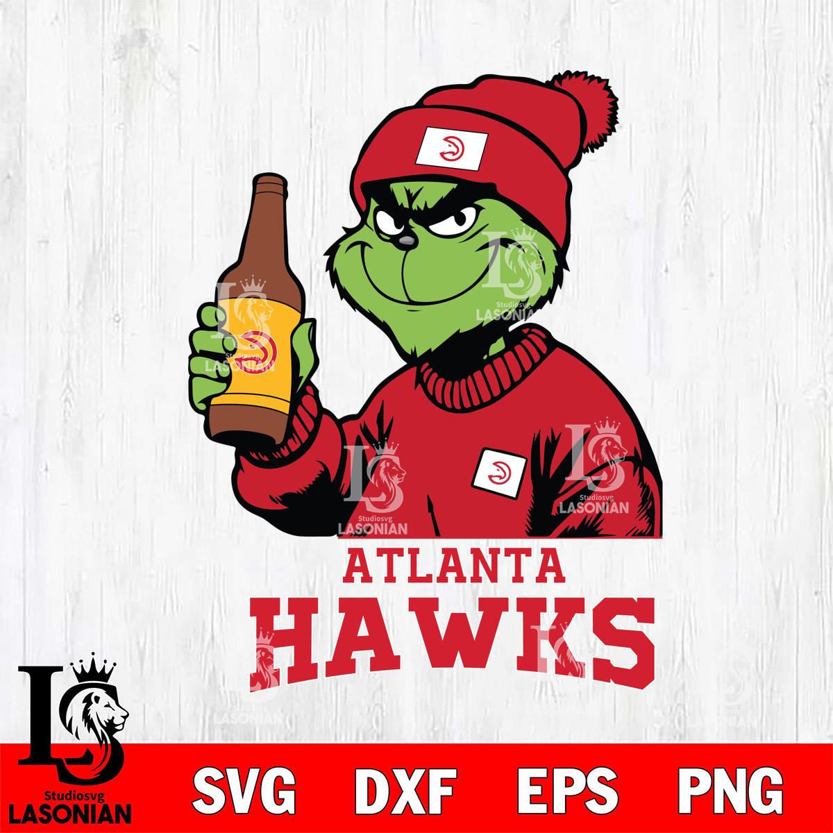 Atlanta Hawks Grinch Drinking Beer Christmas – lasoniansvg