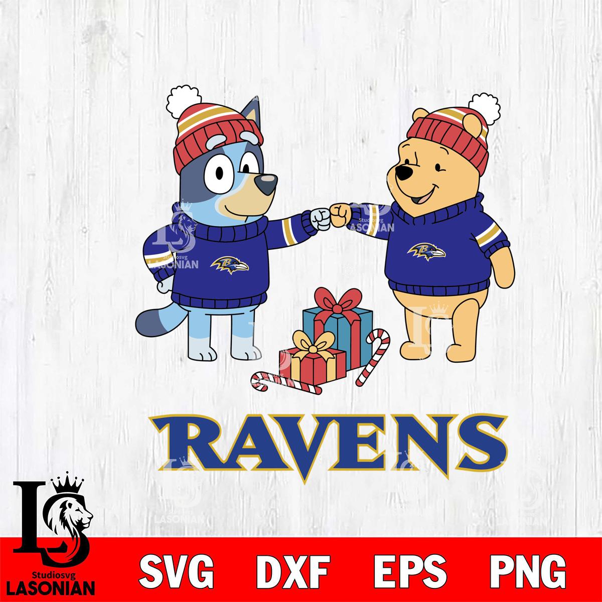 Baltimore Ravens Bluey With Winnie The Pooh Christmas – lasoniansvg