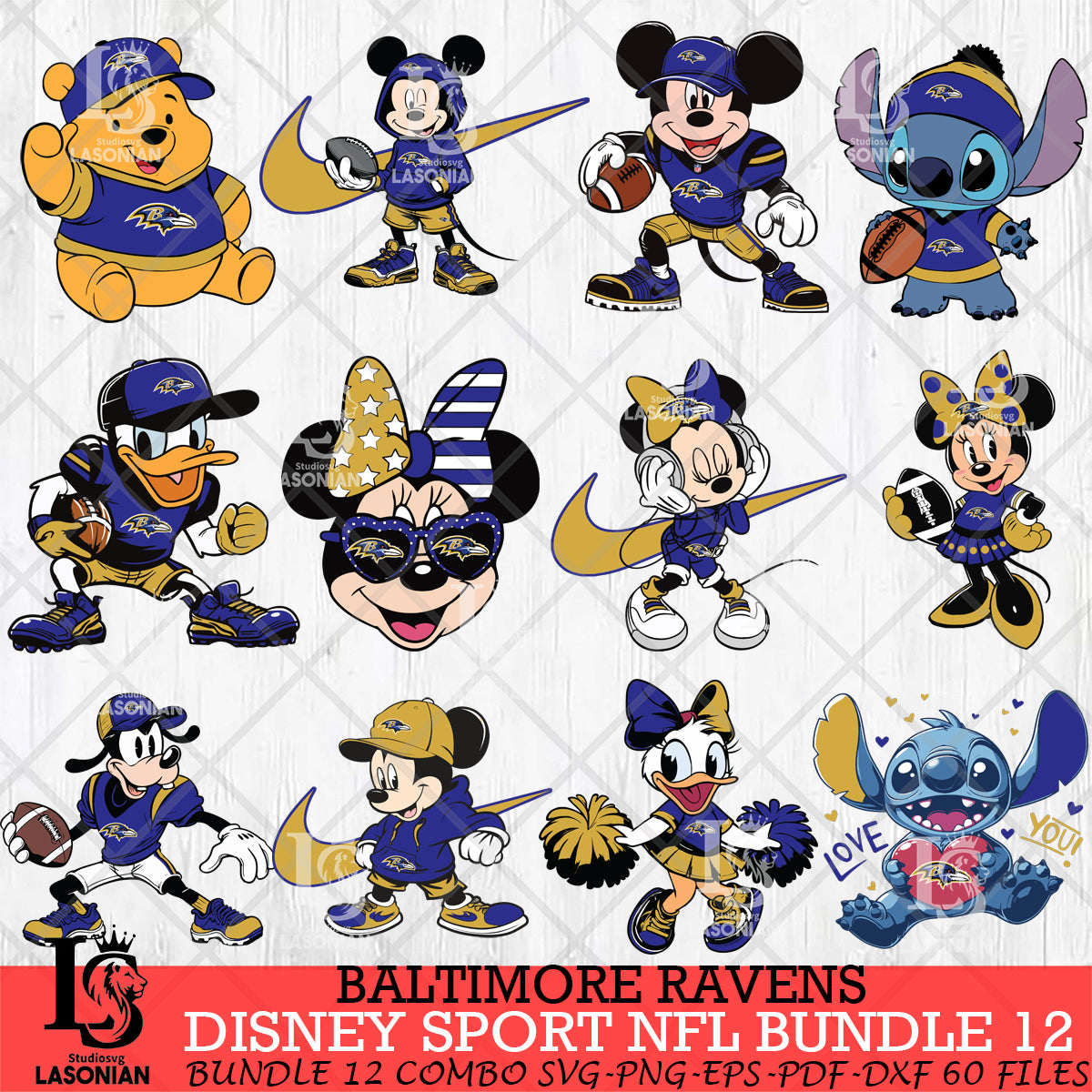 Baltimore Ravens Disney NFL Bundle 12 – lasoniansvg