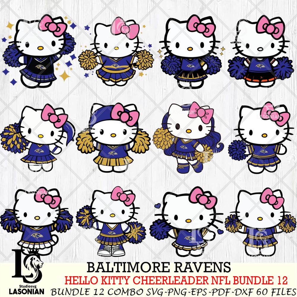 Baltimore Ravens Hello Kitty Cheerleader NFL Bundle 12 SVG – lasoniansvg