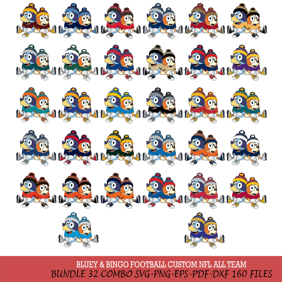 Bluey & Bingo Football custom NFL ALL TEAM svg – lasoniansvg