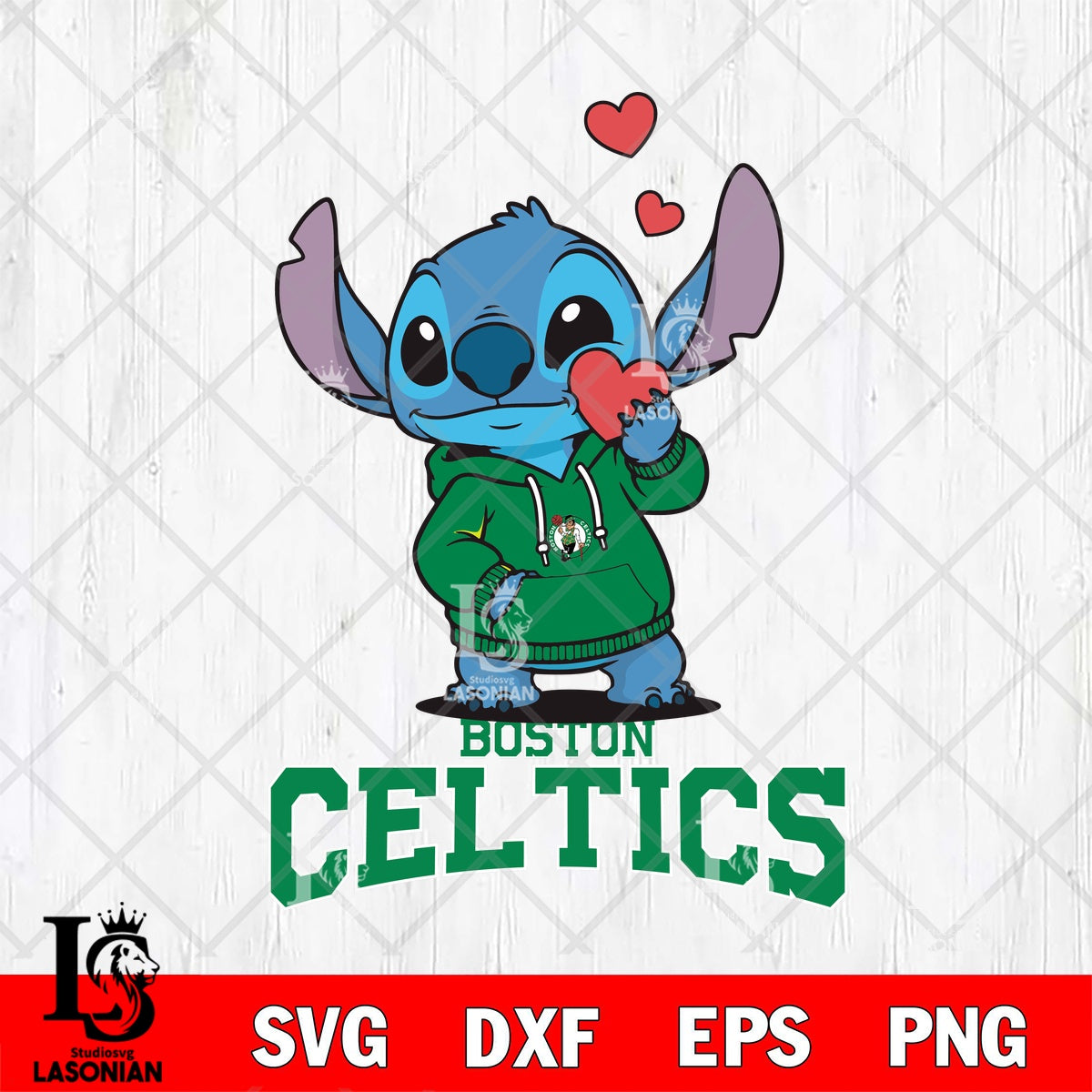 Boston Celtics Stitch love illustration File cut , Criucut , Digital ...
