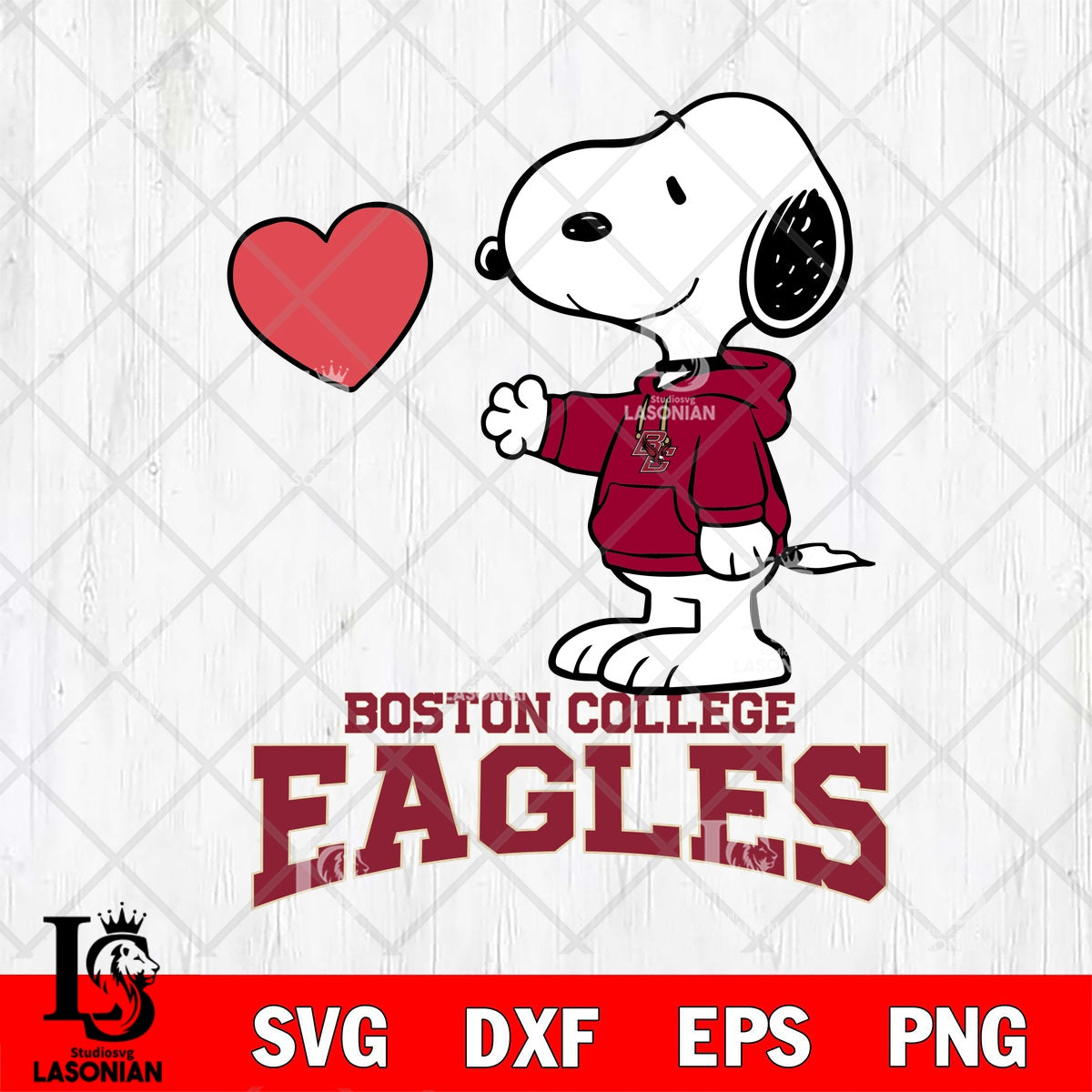 Boston College Eagles Snoopy with Heart File cut , Criucut , Silhouette ...