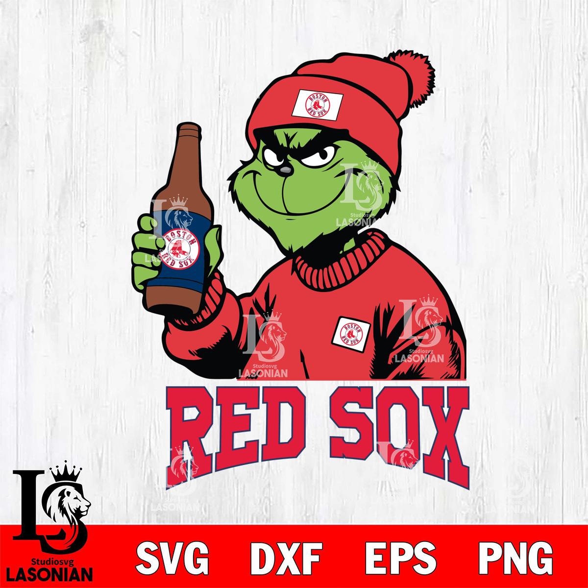 Boston Red Sox Grinch Drinking Beer Christmas – lasoniansvg