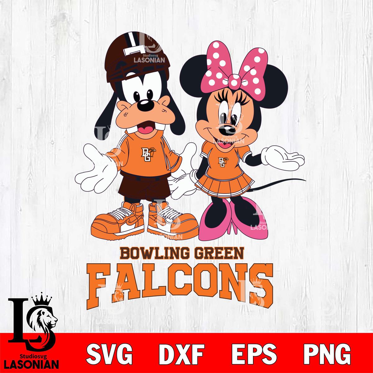 Bowling Green Falcons Goofy and Minnie mouse Football – lasoniansvg