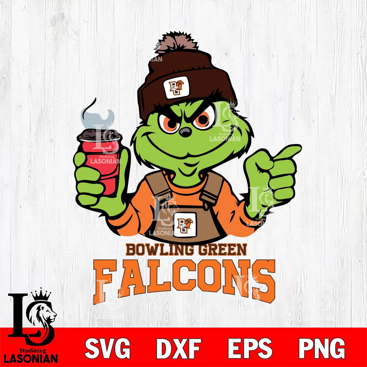 Bowling Green Falcons Grinch with coffee – lasoniansvg