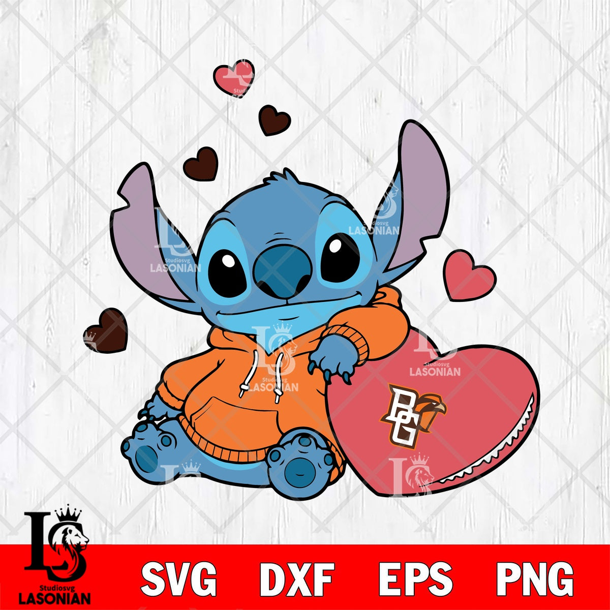 Bowling Green Falcons Stitch Hugging Big Heart File cut , Football ...