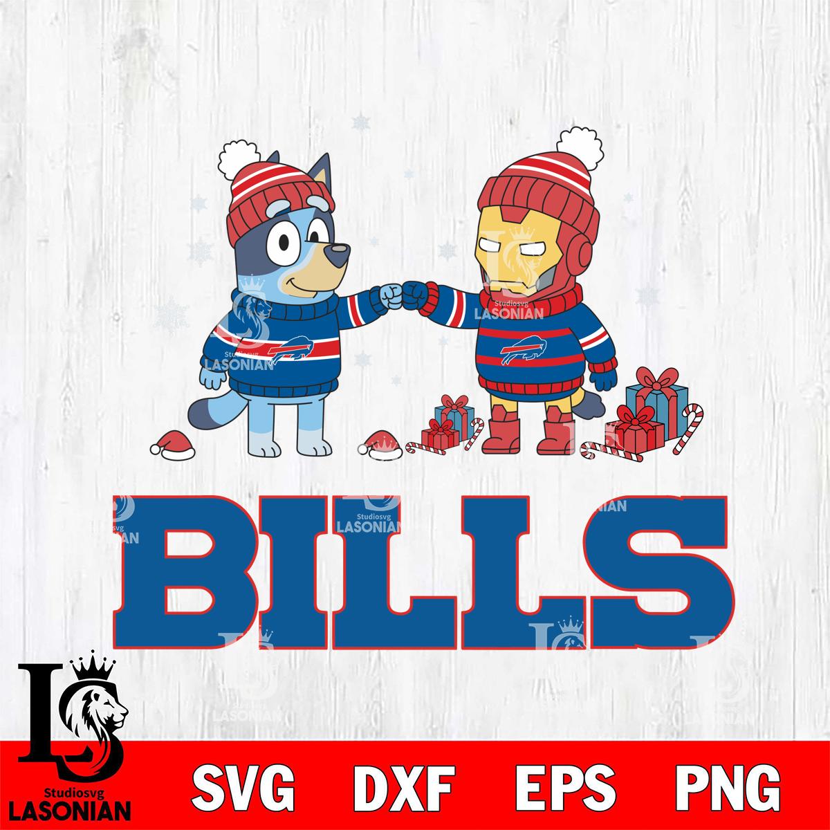 Buffalo Bills Bluey With Iron man Christmas – lasoniansvg