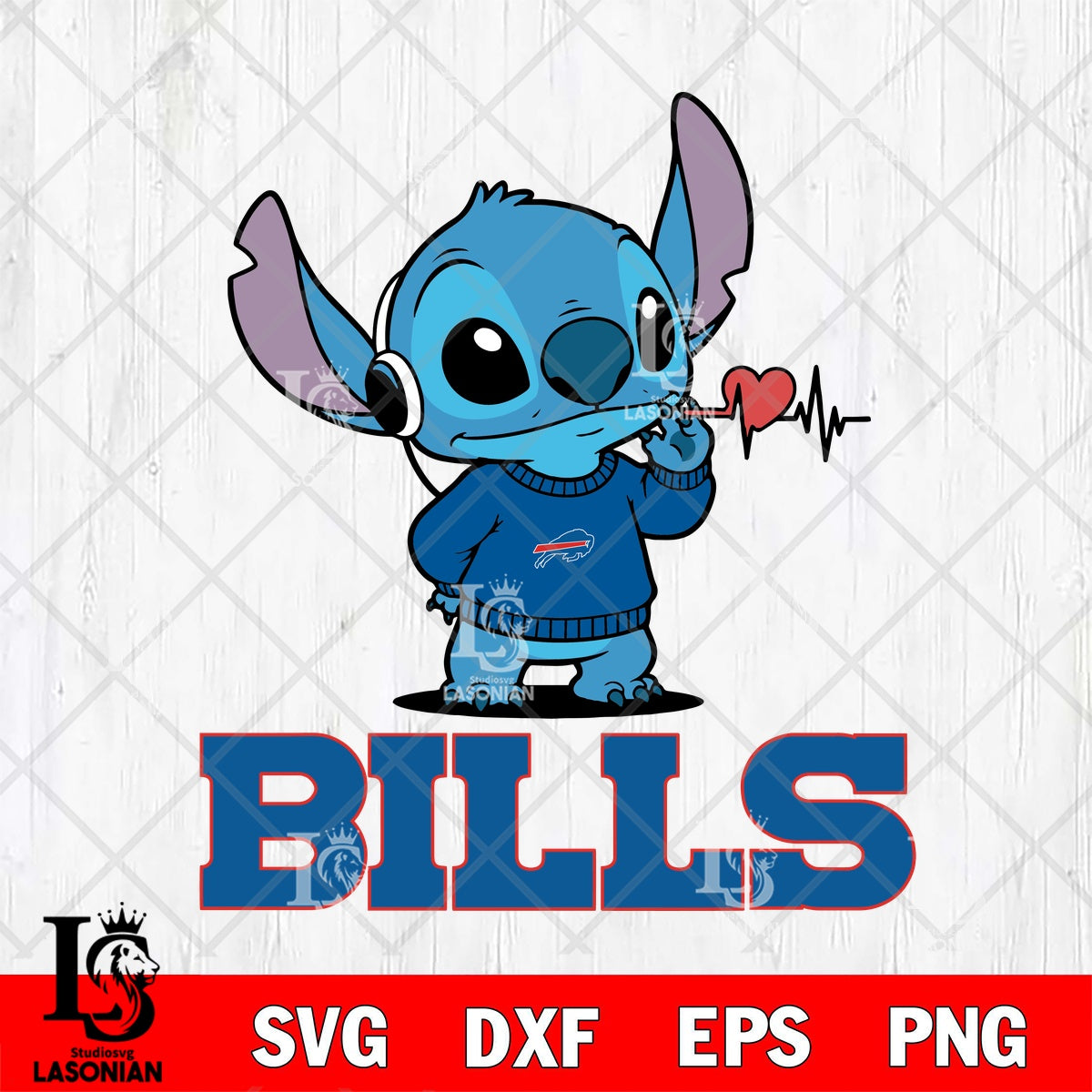 Buffalo Bills Stitch Headphones Heart File cut , Criucut , Digital ...