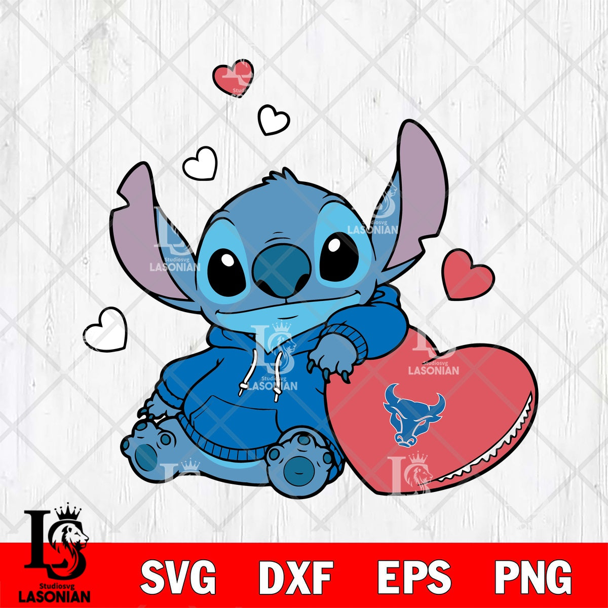 Buffalo Bulls Stitch Hugging Big Heart File cut , Football Criucut ...