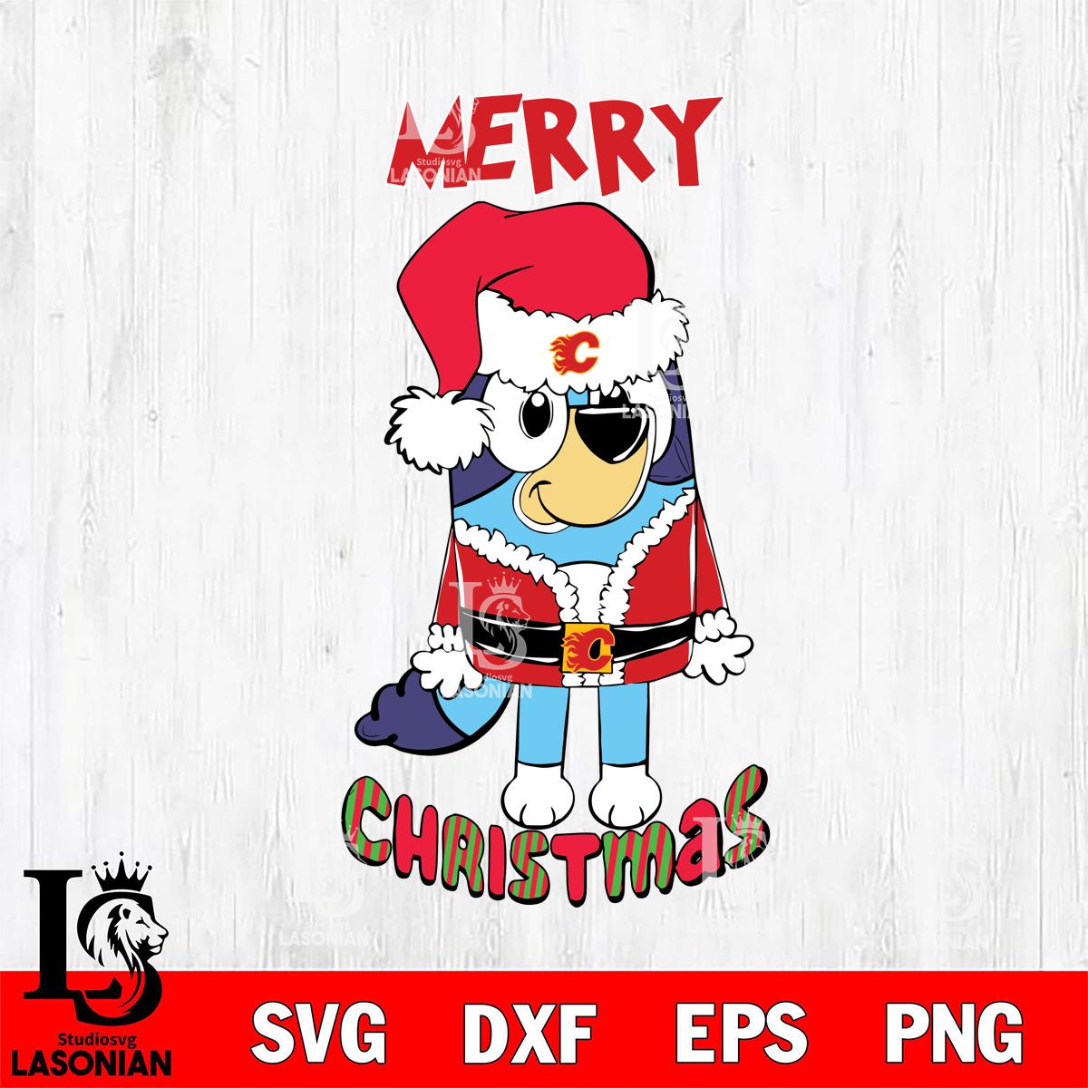 Calgary Flames Bluey Merry Christmas Bluey Santa Claus – lasoniansvg