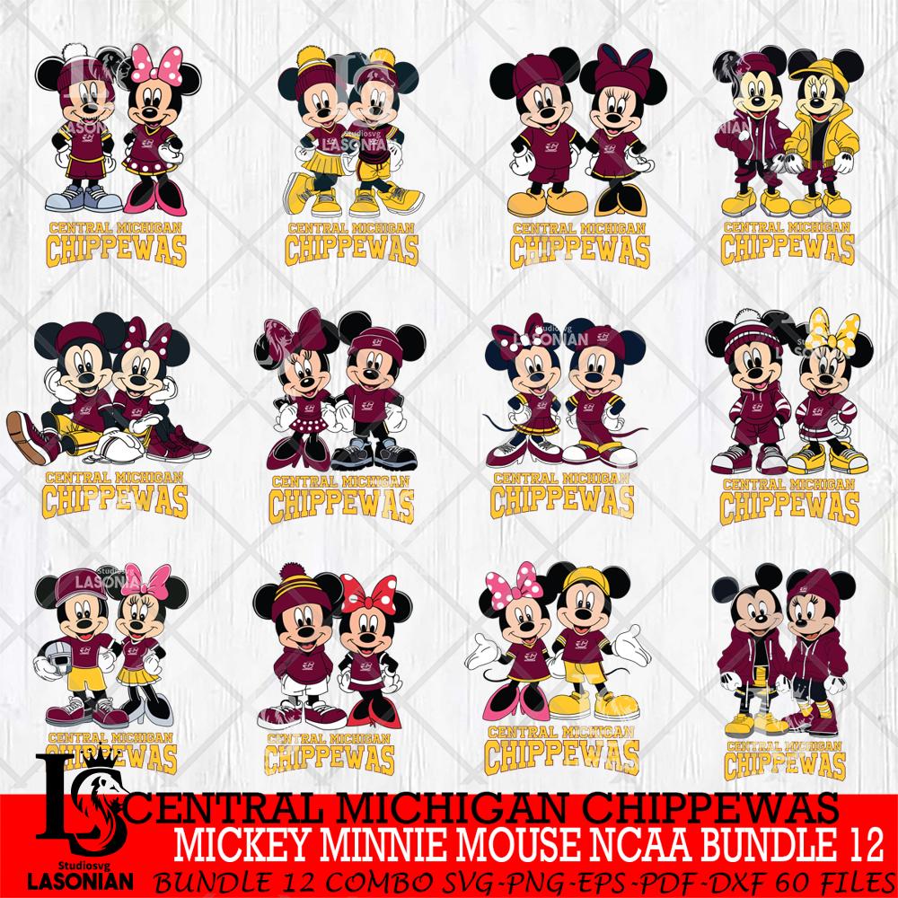 Central Michigan Chippewas Mickey Minnie Mouse NCAA Bundle 12 – lasoniansvg