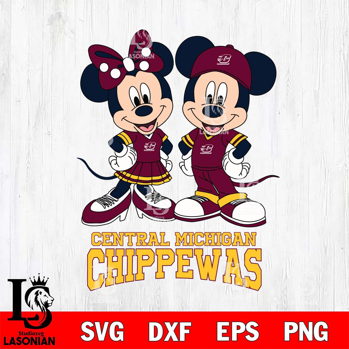 Central Michigan Chippewas Mickey Minnie Mouse rugby ball – lasoniansvg