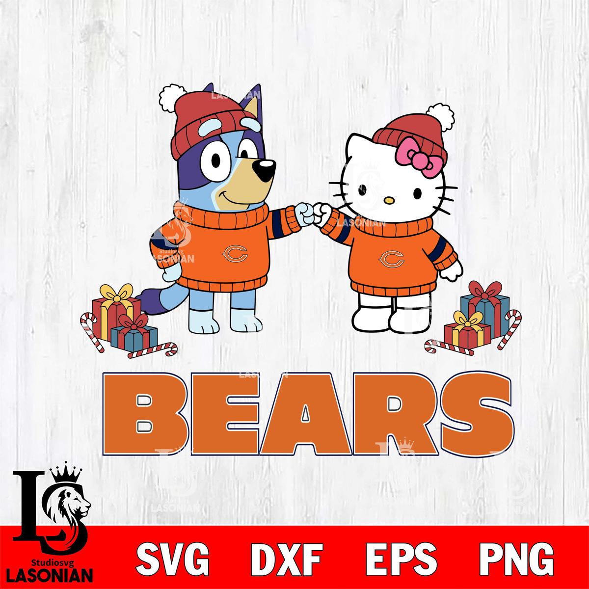 Chicago Bears Bluey With Hello kitty Christmas – lasoniansvg