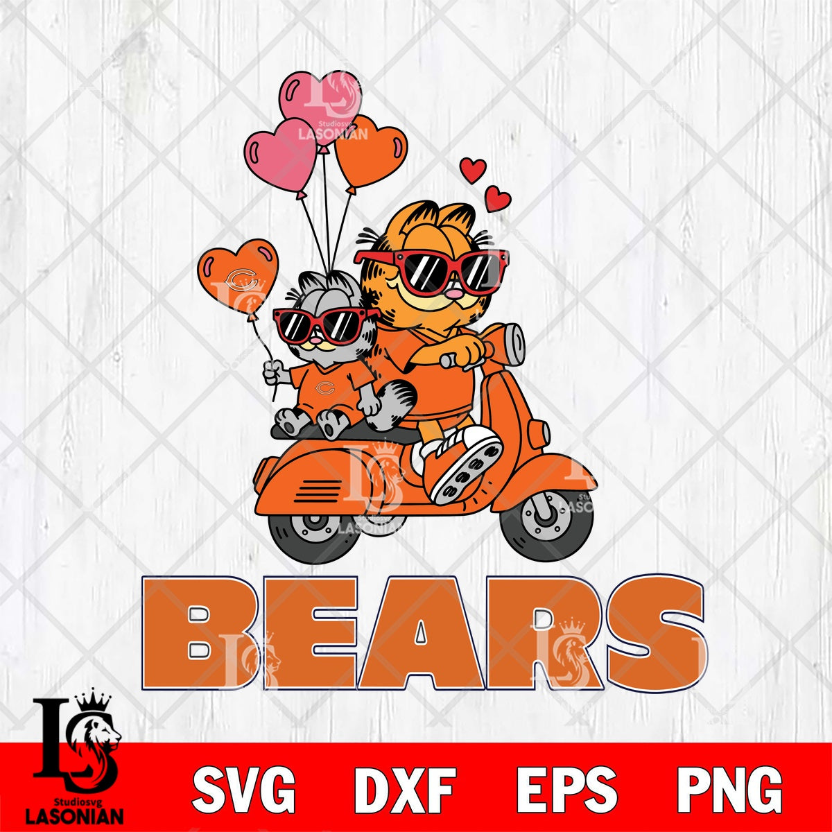 Chicago Bears Garfield and Nermal Valentine File Cut, NFL SVG DXF EPS ...