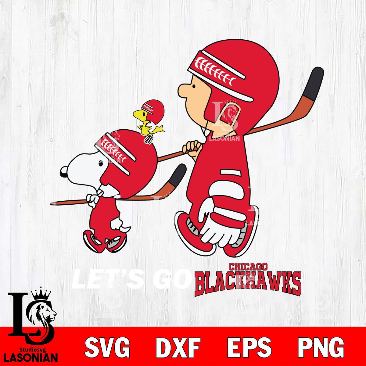 Chicago Blackhawks Snoopy and Charlie Brown Lets go – lasoniansvg