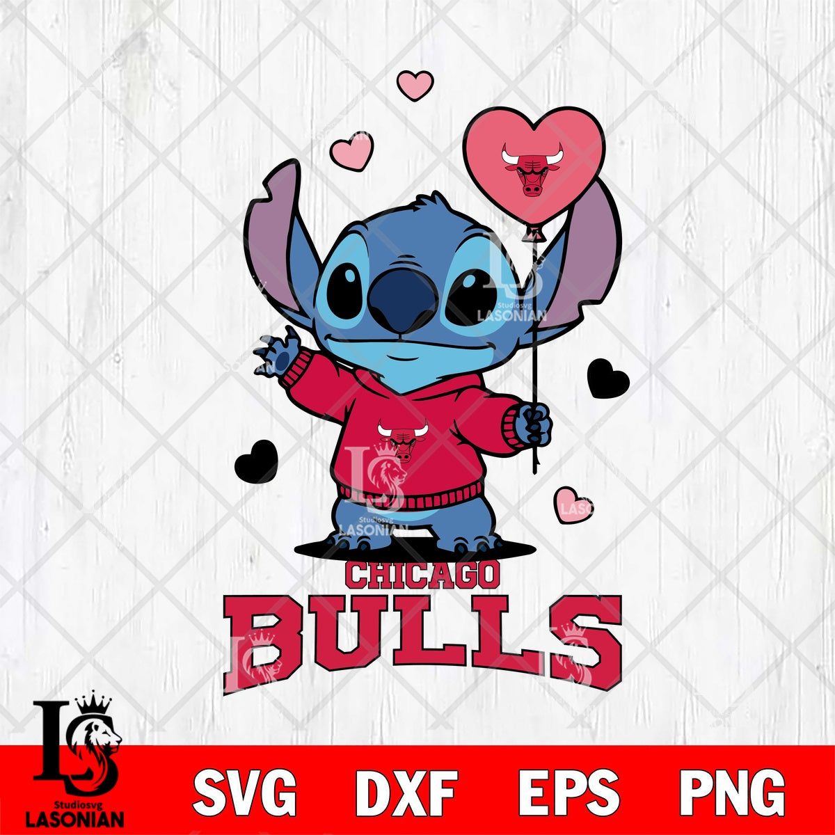 Chicago Bulls Stitch Balloons Heart Digital Download, NBA SVG DXF EPS ...