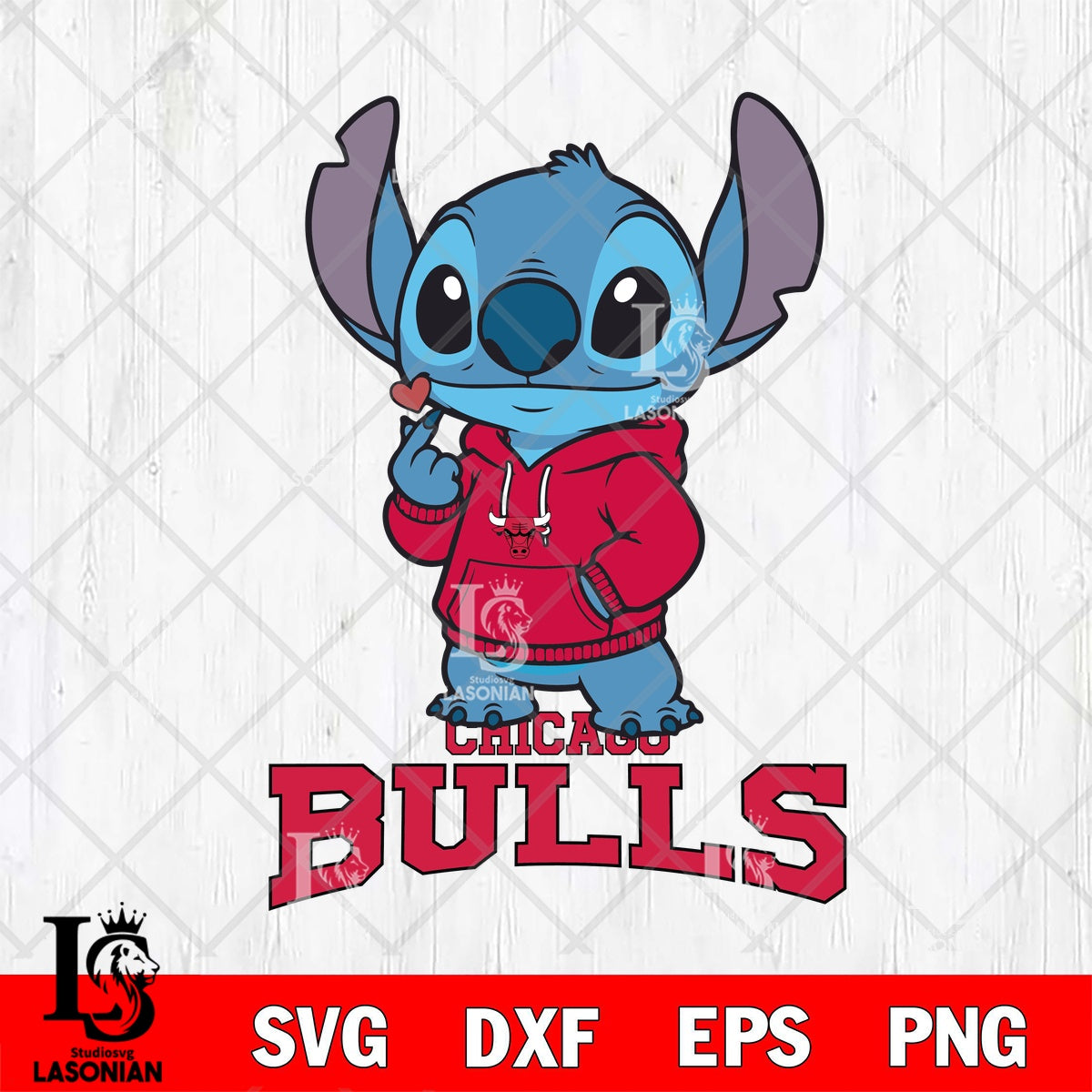 Chicago Bulls Stitch finger heart File cut , Criucut , Digital Download ...
