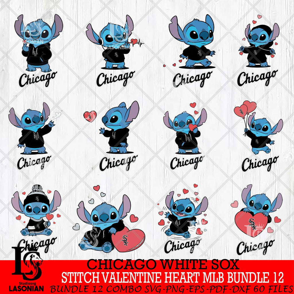 Chicago White Sox Stitch Valentine Heart MLB Bundle File cut , Criucut ...