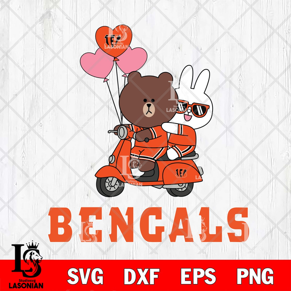 Cincinnati Bengals Brown and Cony Valentine File Cut, NFL SVG DXF EPS ...