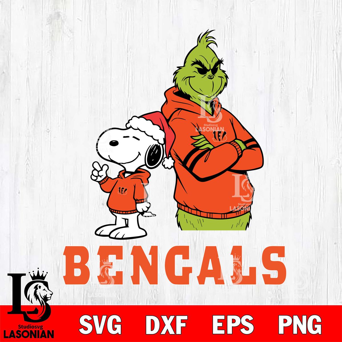 Cincinnati Bengals Grinch and Snoopy Football – lasoniansvg