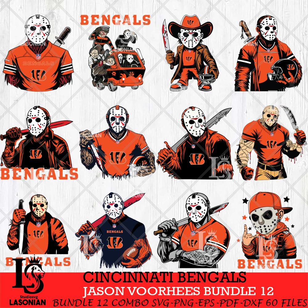 Cincinnati Bengals Jason Voorhees Horror Bundle 12 SVG – lasoniansvg