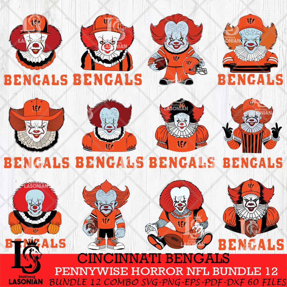 Cincinnati Bengals Pennywise Horror NFL Bundle 12 SVG – lasoniansvg