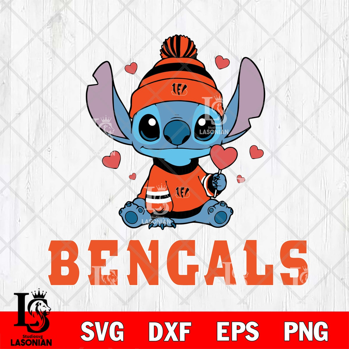 Cincinnati Bengals Stitch Valentine Holding Heart File cut , Criucut ...