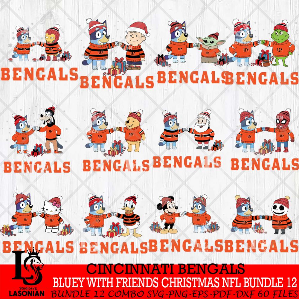 Cincinnati Bengals Bluey With friends christmas NFL Bundle – lasoniansvg